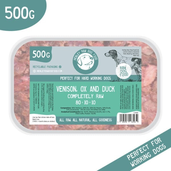 Henley Raw Venison, Ox (Beef) and Duck 80/10/10 - 500g – Muddy Paws